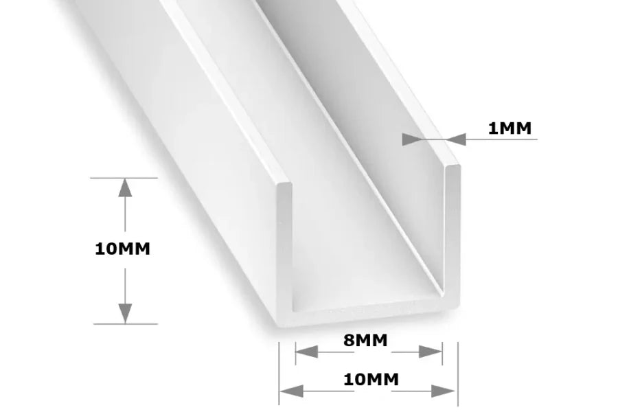 PVC U Channel White – Rigid Plastic Cezar Edge Trim – StairsNosingUK