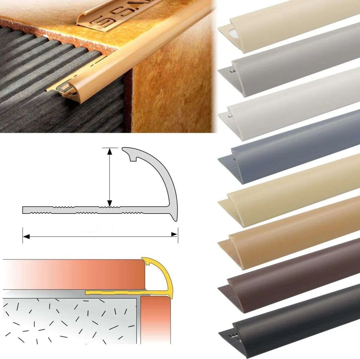 Round Edge PVC Tile Trims – Quadrant Tile Trim 8mm, 10mm, 12.5mm ...