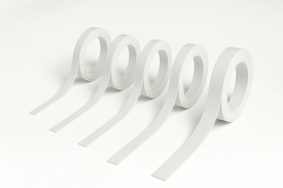 White PVC Bar Strip Roll – Flat Architrave Trim – StairsNosingUK